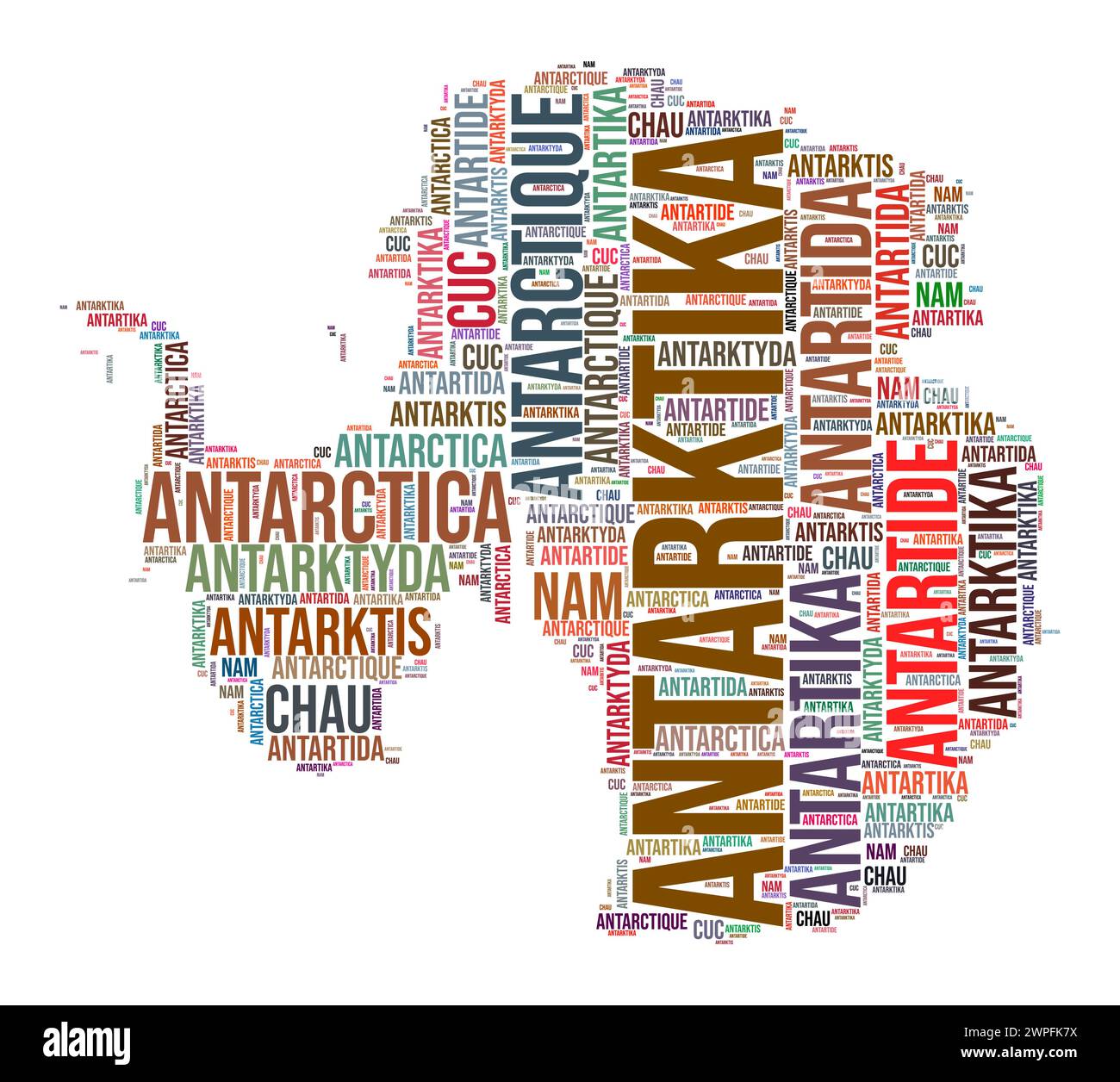 Antarctica country shape word cloud. Typography style country ...