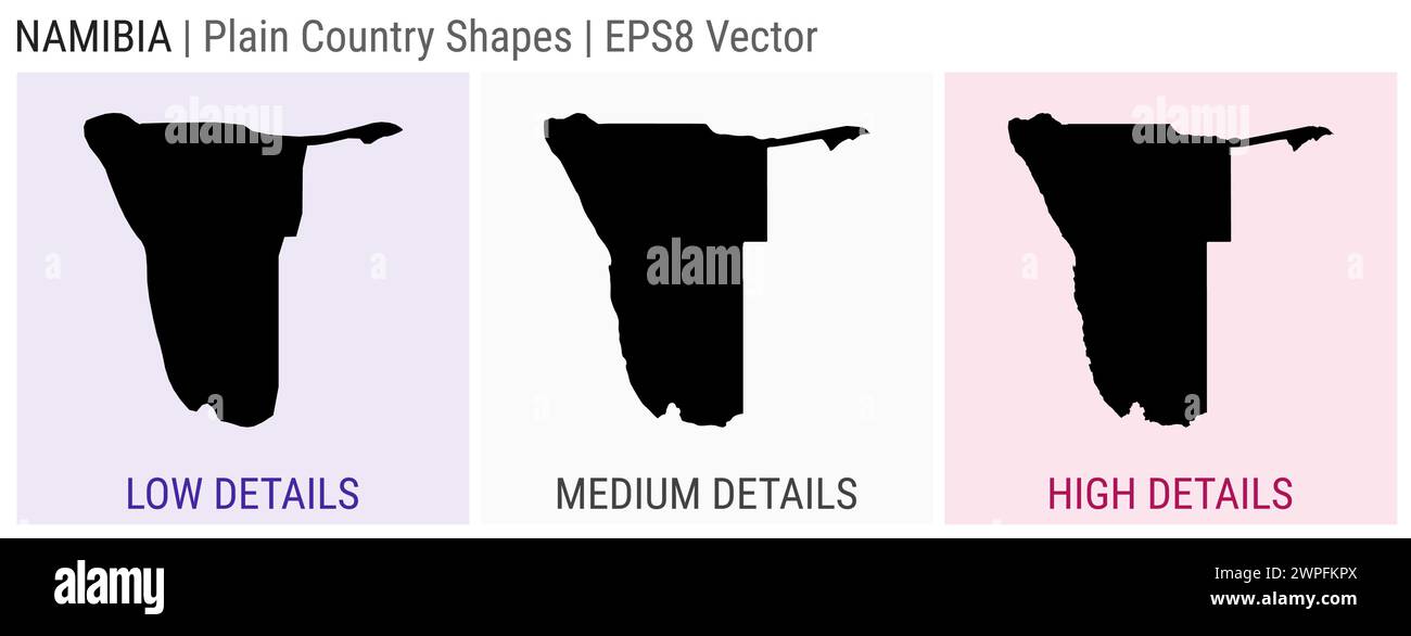 Namibia - plain country shape. Low, medium and high detailed maps of ...