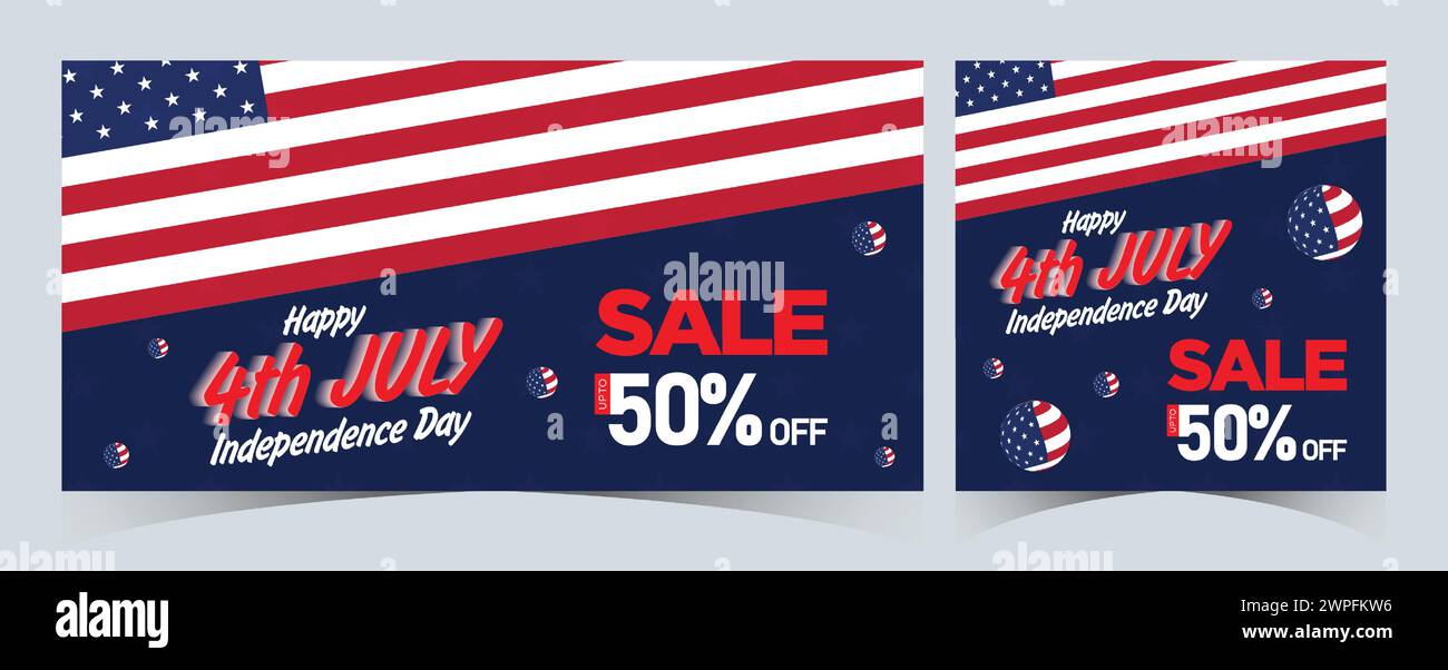 Set of Happy 4th of July. Fourth July Independence Day USA ...