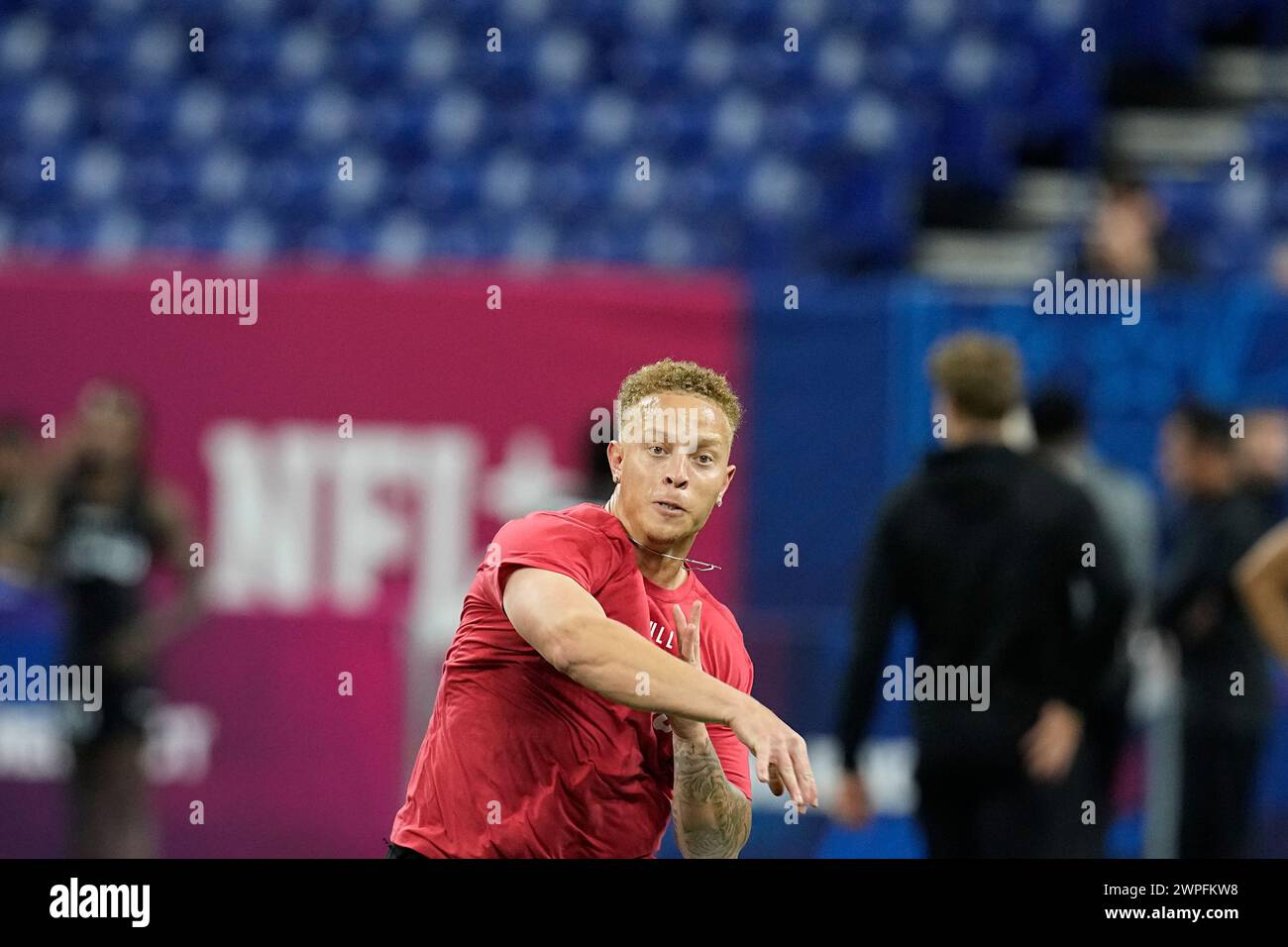 South Carolina quarterback Spencer Rattler runs a drill at the NFL ...