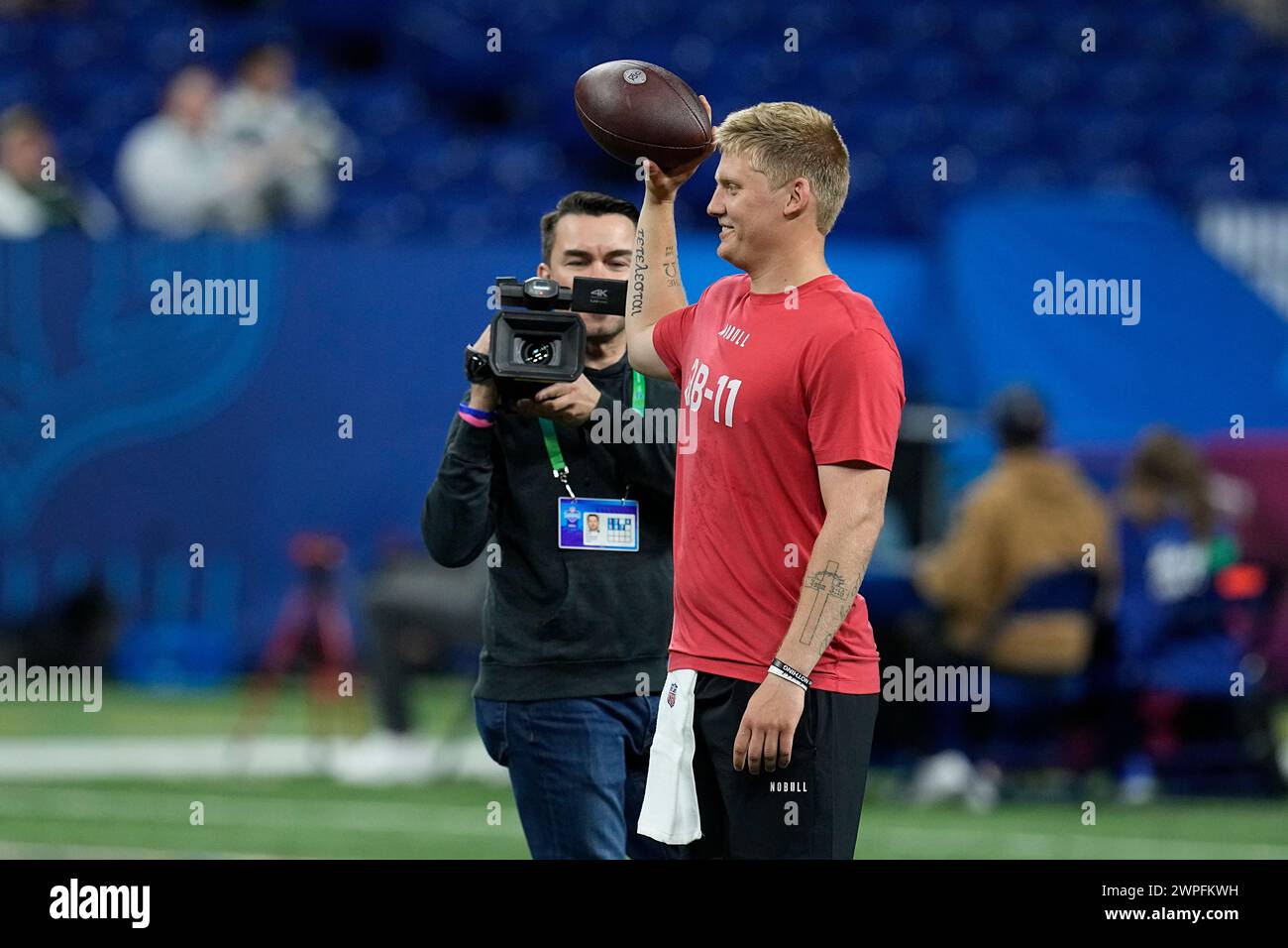 Western Kentucky quarterback Austin Reed runs a drill at the NFL ...