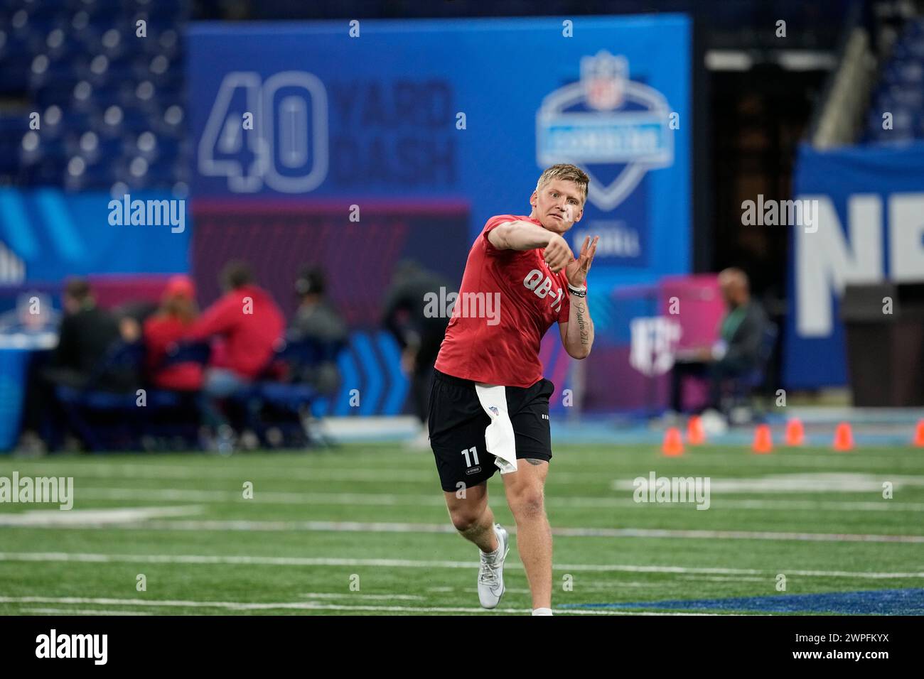 Western Kentucky quarterback Austin Reed runs a drill at the NFL ...