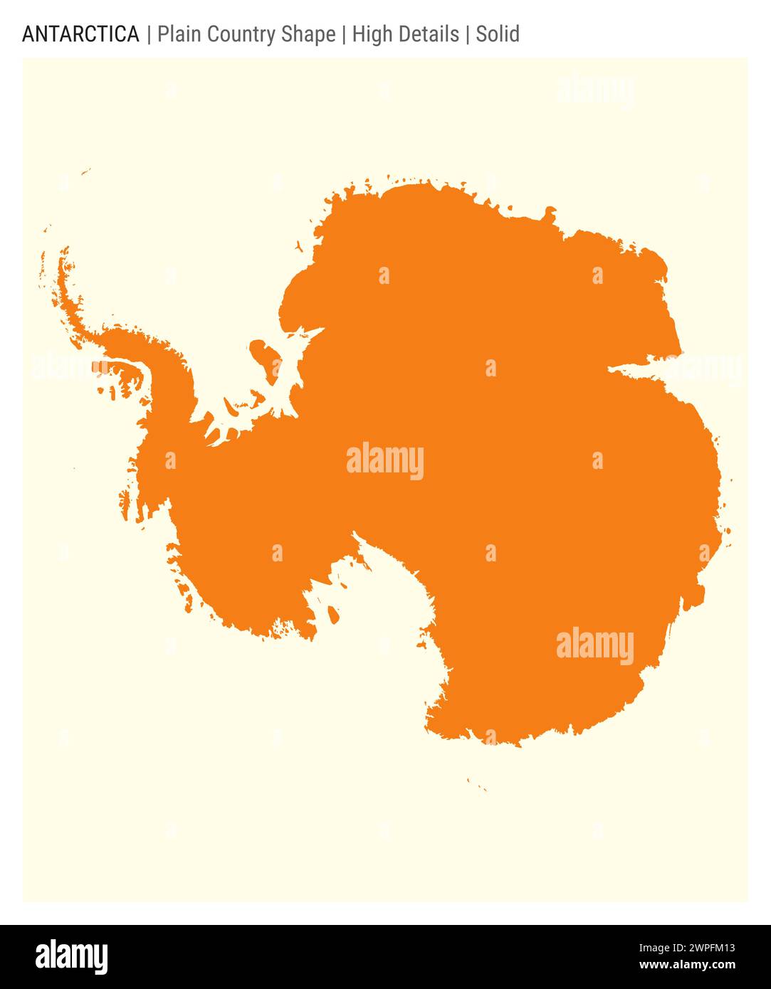 Antarctica plain country map. High Details. Solid style. Shape of ...