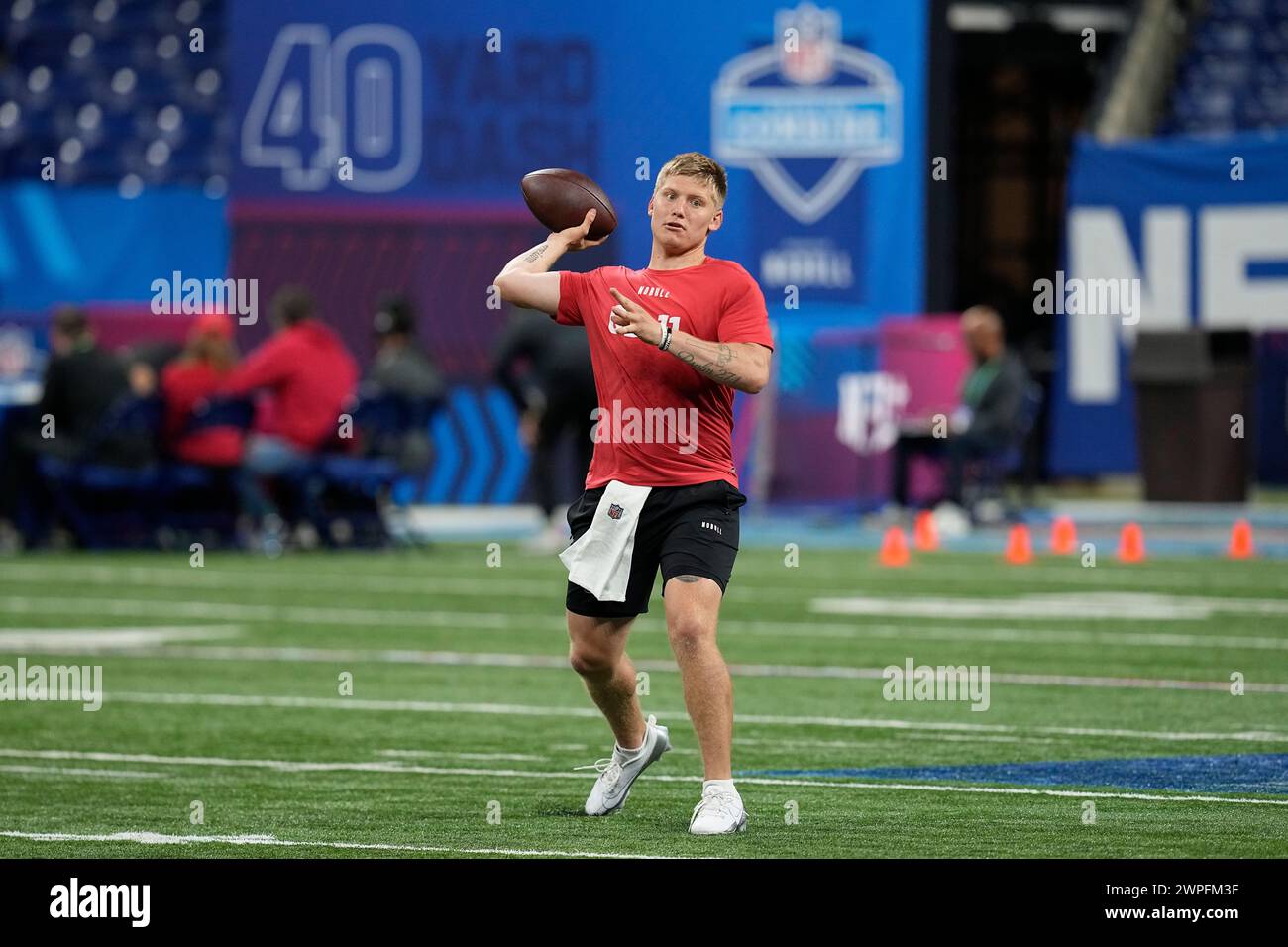 Western Kentucky quarterback Austin Reed runs a drill at the NFL ...