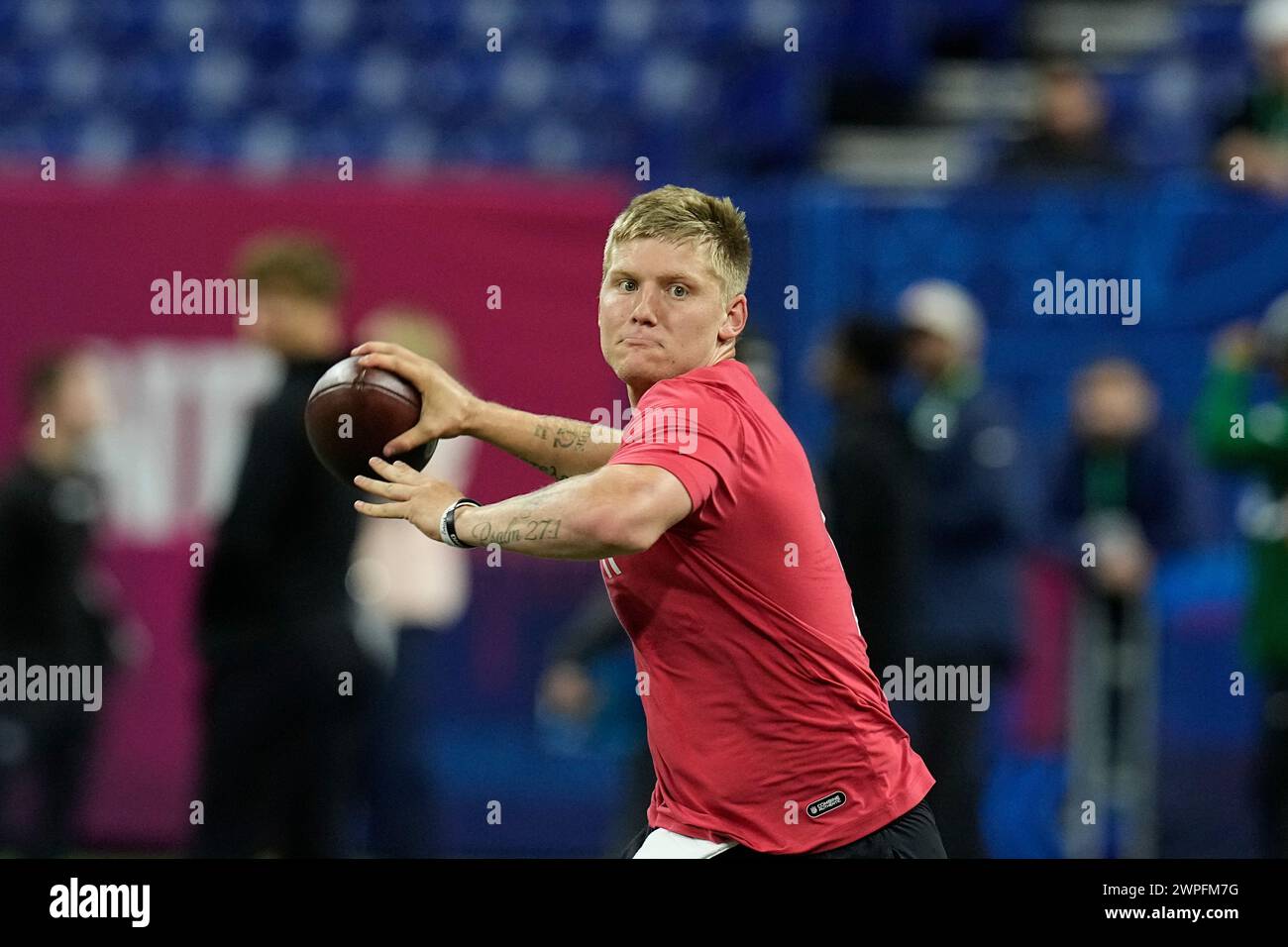 Western Kentucky quarterback Austin Reed runs a drill at the NFL ...