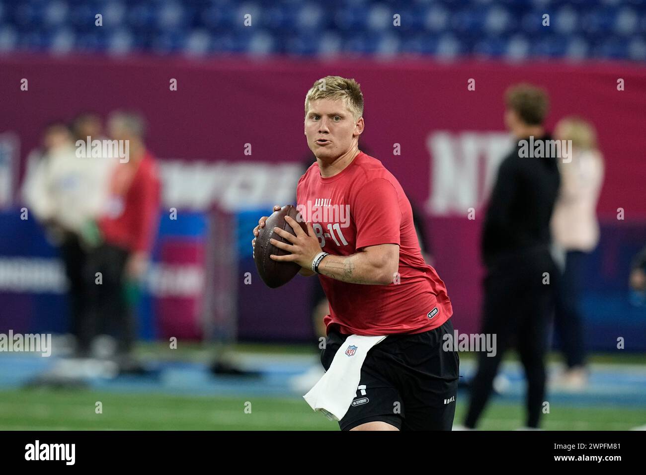 Western Kentucky quarterback Austin Reed runs a drill at the NFL ...