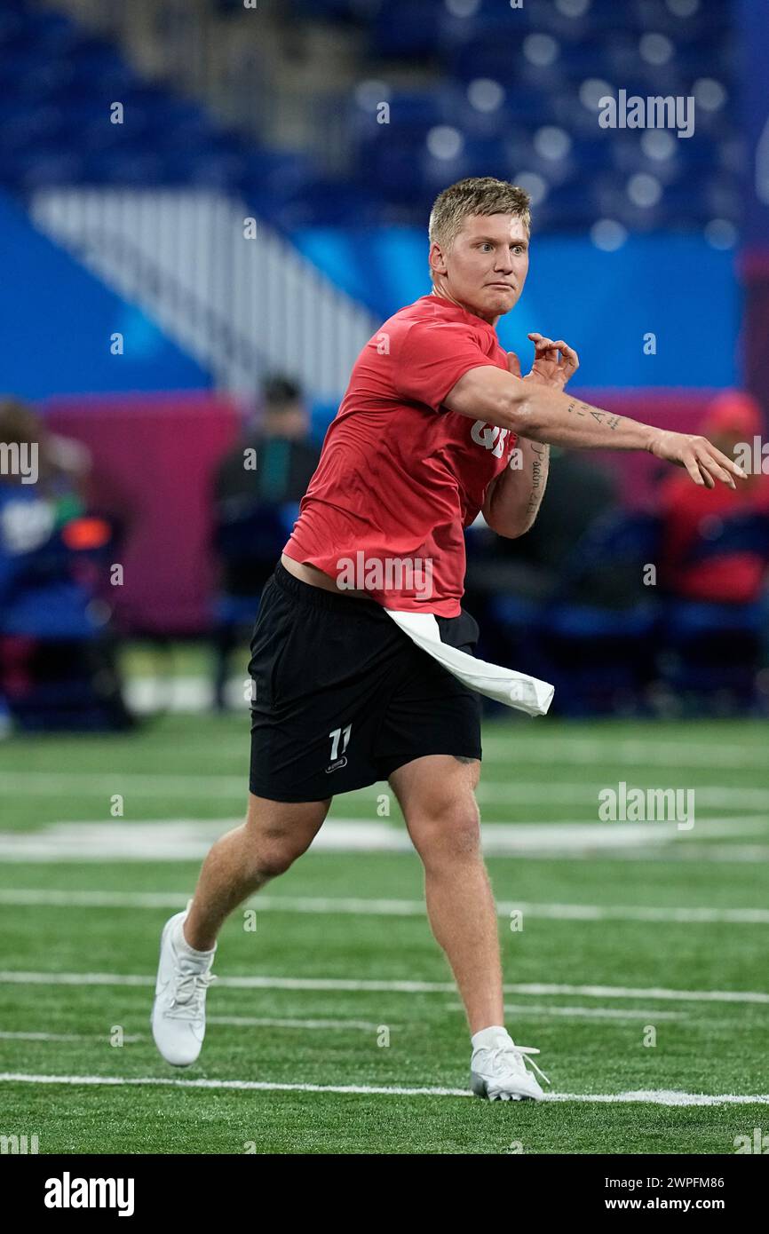 Western Kentucky quarterback Austin Reed runs a drill at the NFL ...