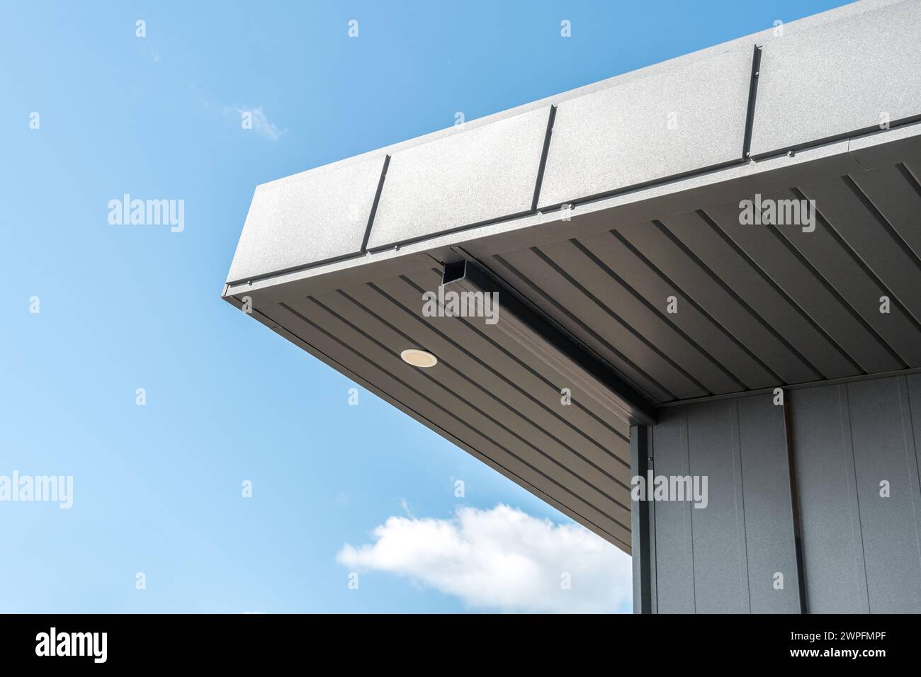 Modern guest house with standing seam facade and large flat roof ...