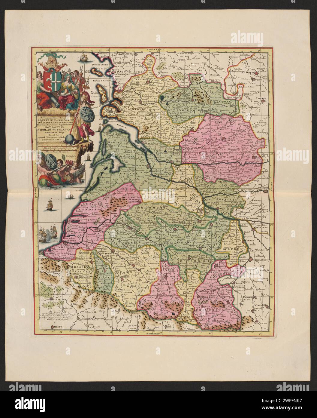 Map of Aquitaine, Gascony, and Guyenne provinces by Pieter Schenck and ...