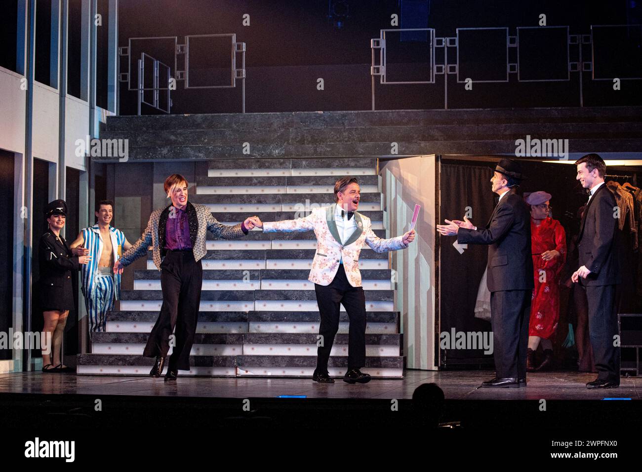 Artists from the cast during the premiere of the musical 'The Producers ...