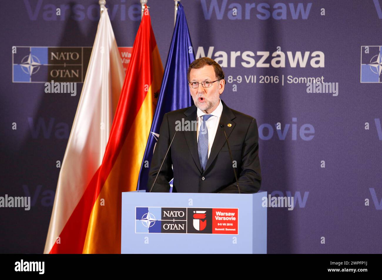 Spanish Prime Minister Mariano Rajoy in Nationan Stadium in Warsaw ...