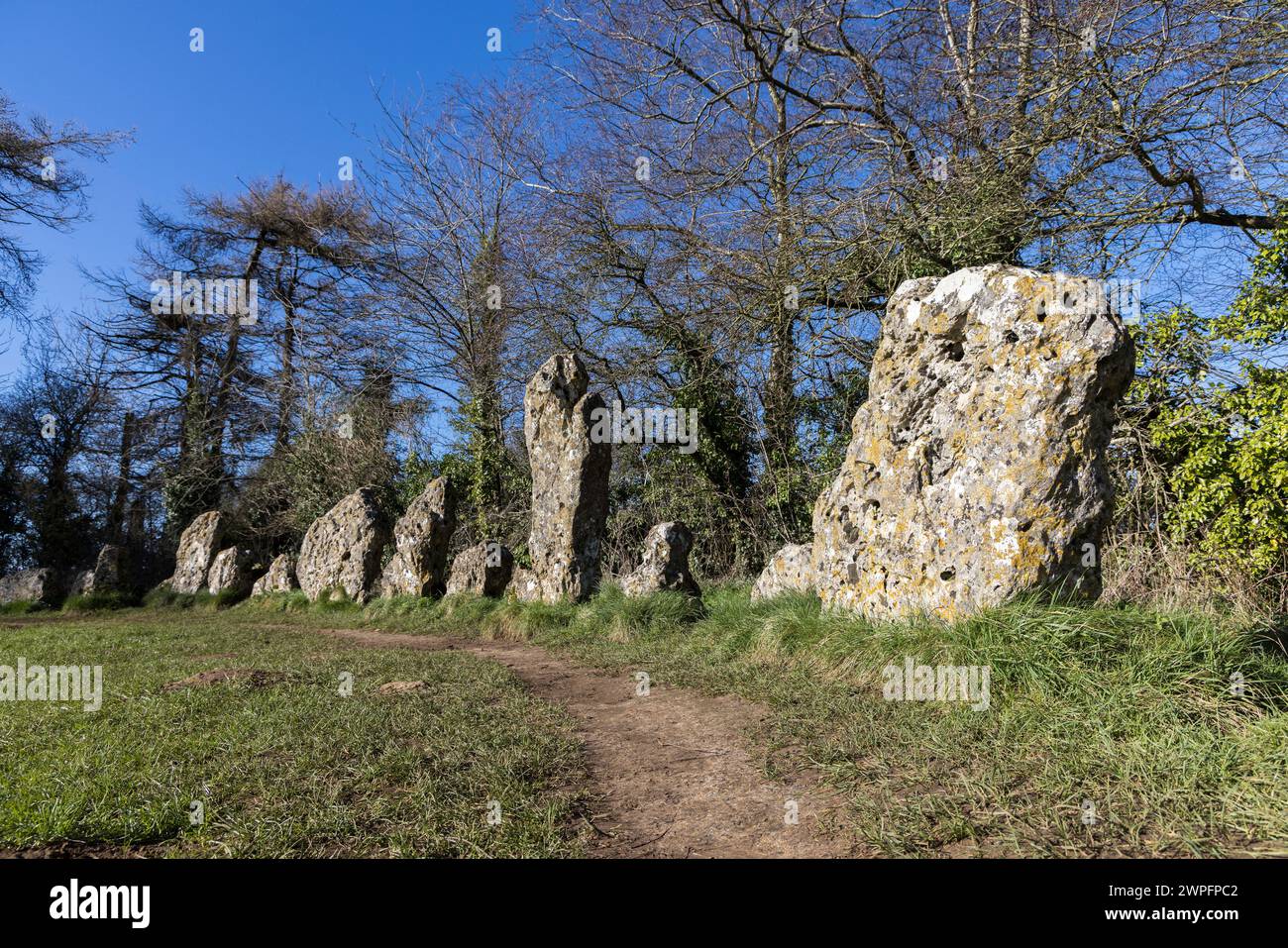 Rollright Stones prehistoric stone circle on the border of Oxfordshire ...