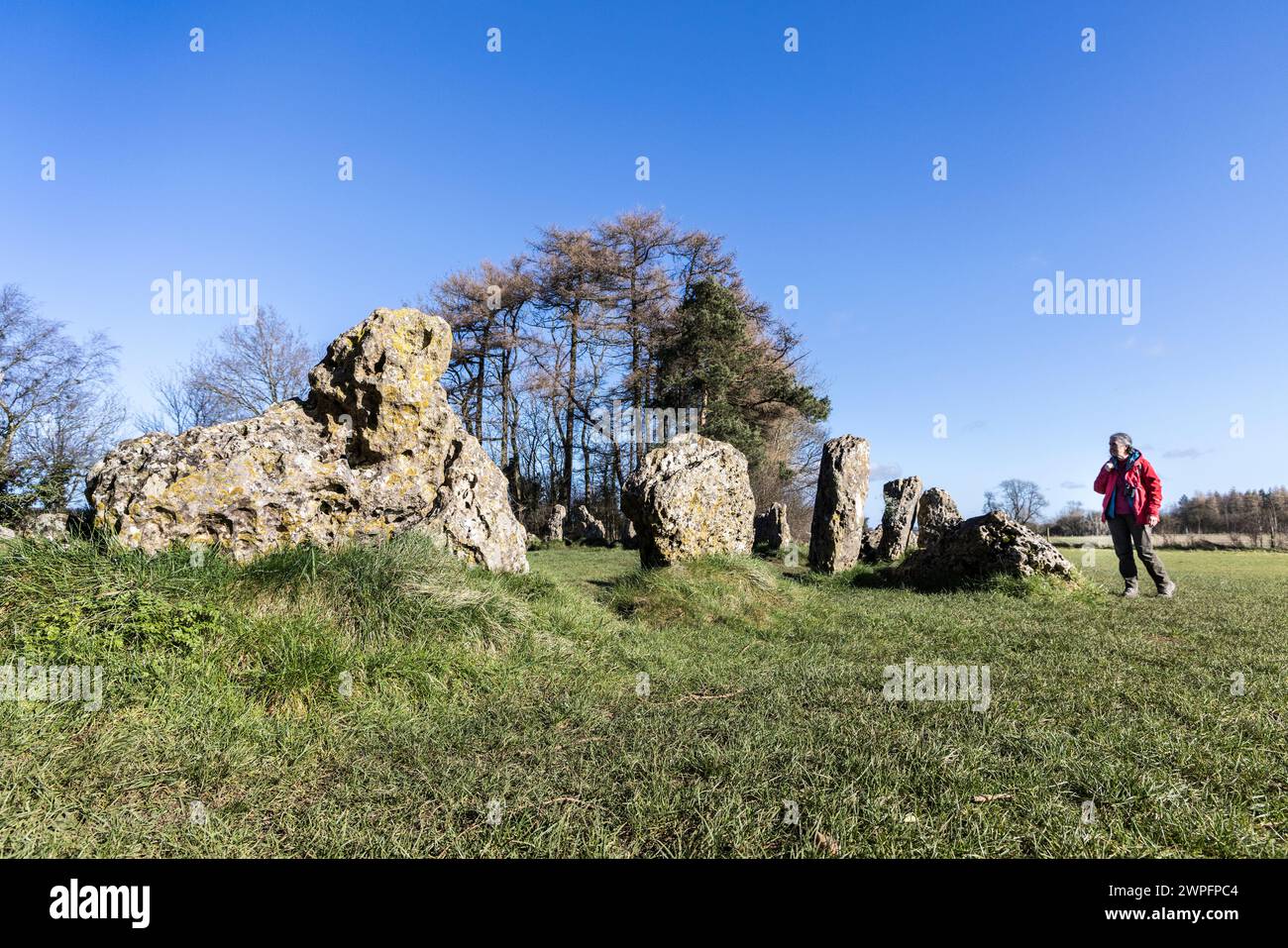 Rollright Stones prehistoric stone circle on the border of Oxfordshire ...