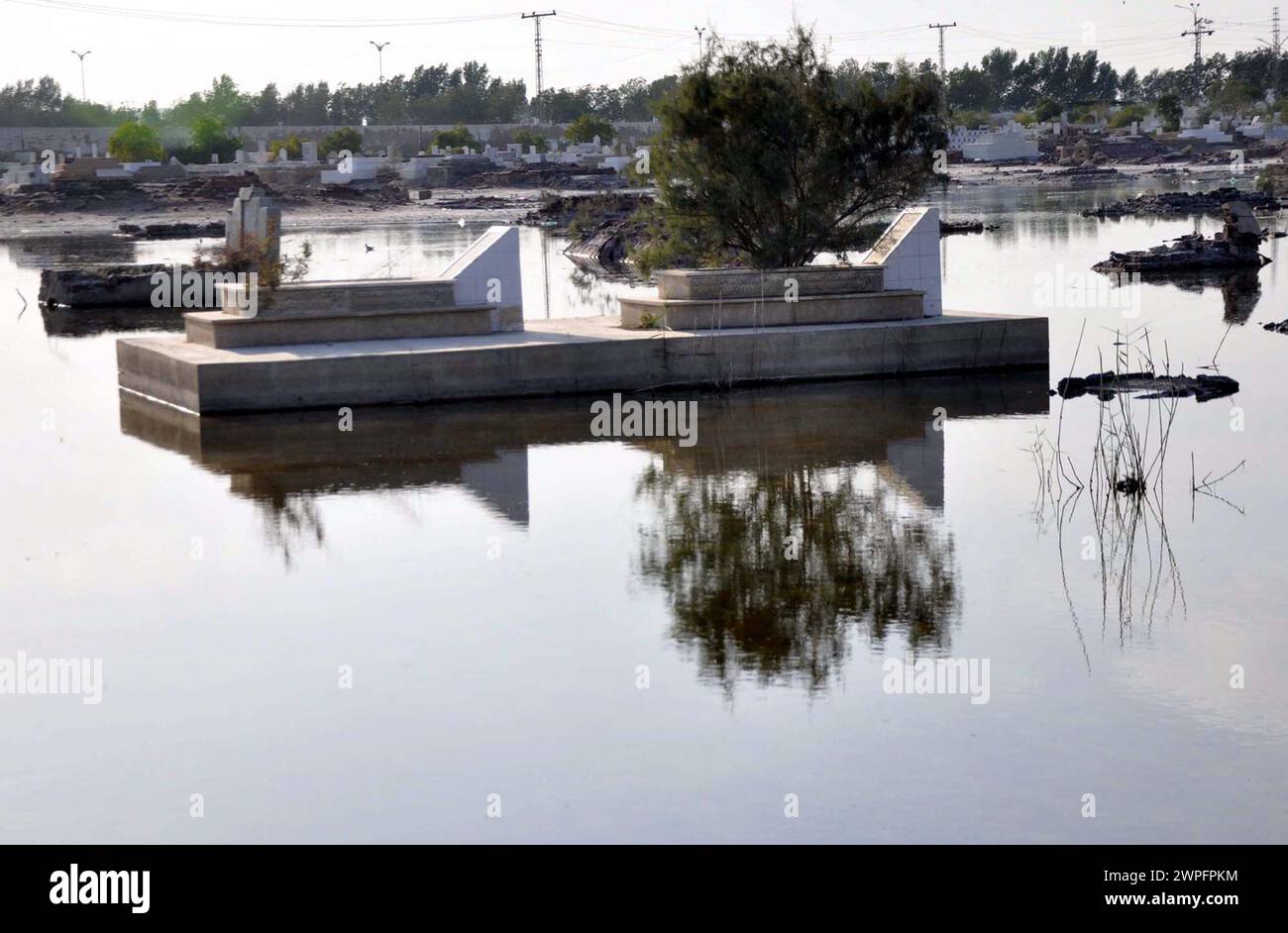 View of stagnant sewerage water due to poor sewerage system, showing ...