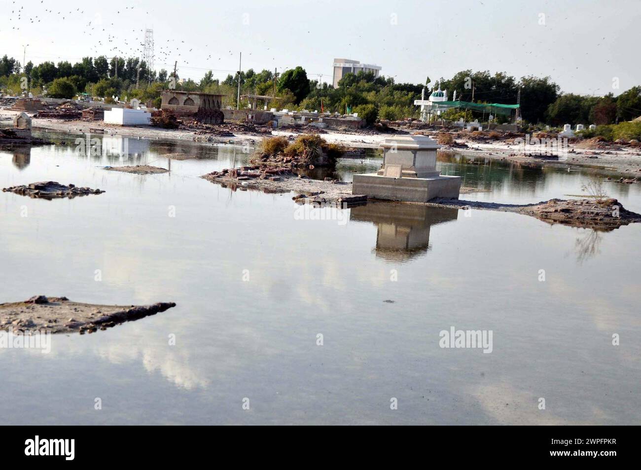 View of stagnant sewerage water due to poor sewerage system, showing ...