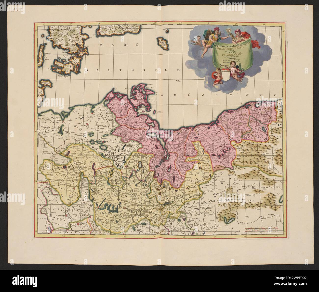 A 1711 map showing the Electorate of Brandenburg and the Duchy of ...
