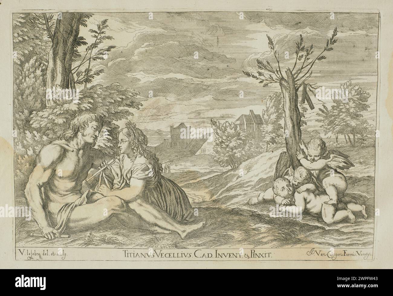 A pastoral scene showing rural life with fields, animals, and human ...