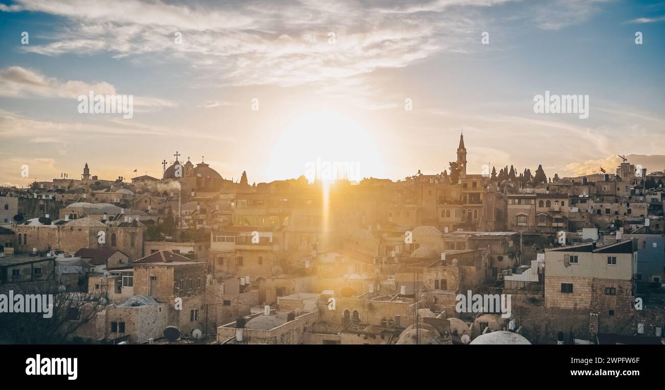 Jerusalem, Capital of Israel. Beautiful panoramic view of the Old City ...