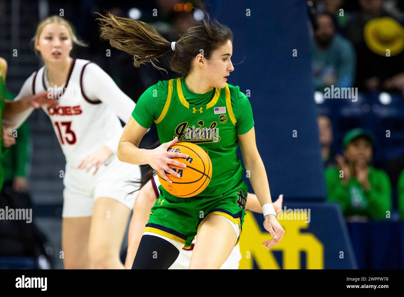 Notre Dame guard Sonia Citron (11) dribbles at the point during the ...