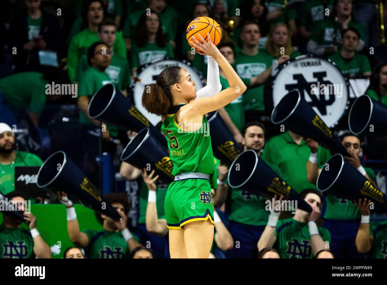 Notre Dame forward Natalija Marshall (15) shoots during the first half ...