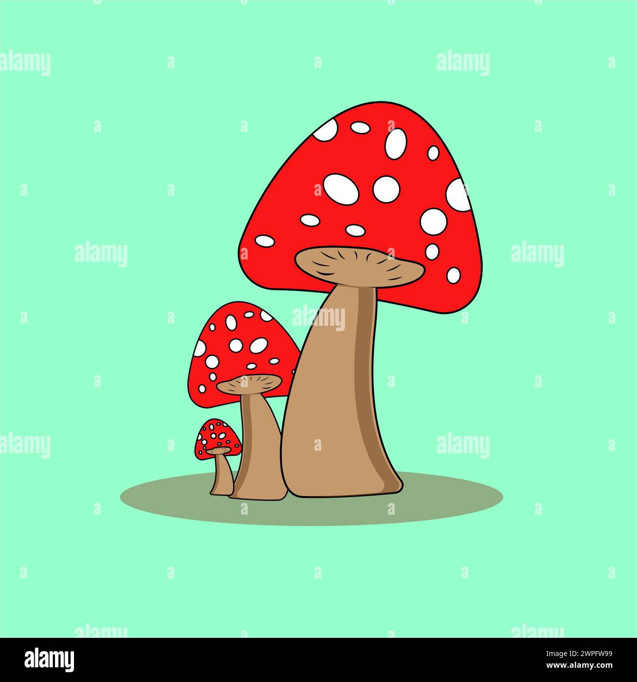 Mushroom flat design cartoon different mushrooms vector illustration ...