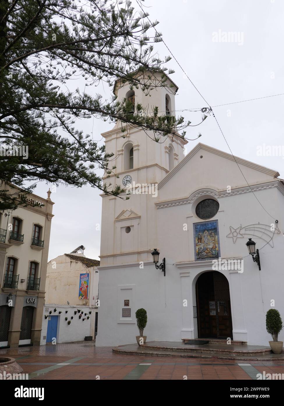 The church Iglesia el Salvador in the center of Nerja Spain Stock Photo ...