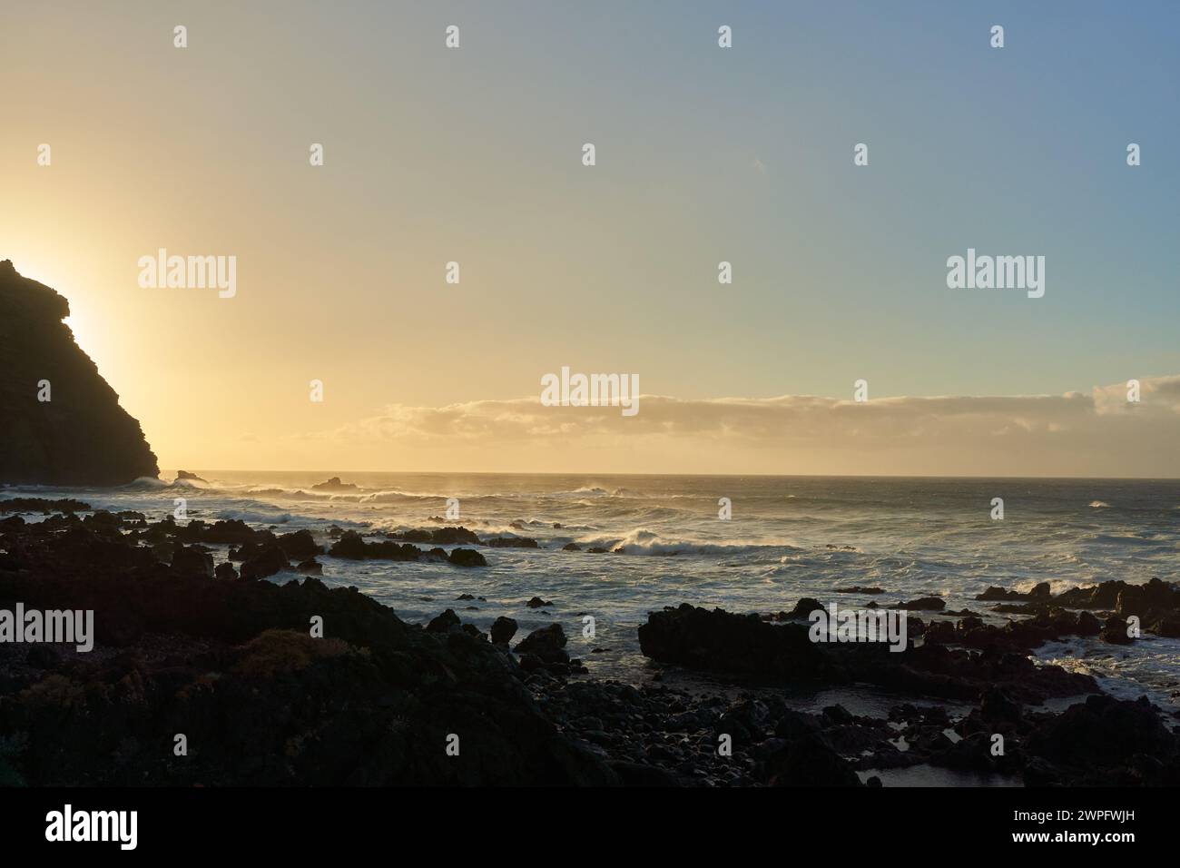 Sunset from Tenerife, Canary islands of Spain, in the Atlantic Ocean, a ...