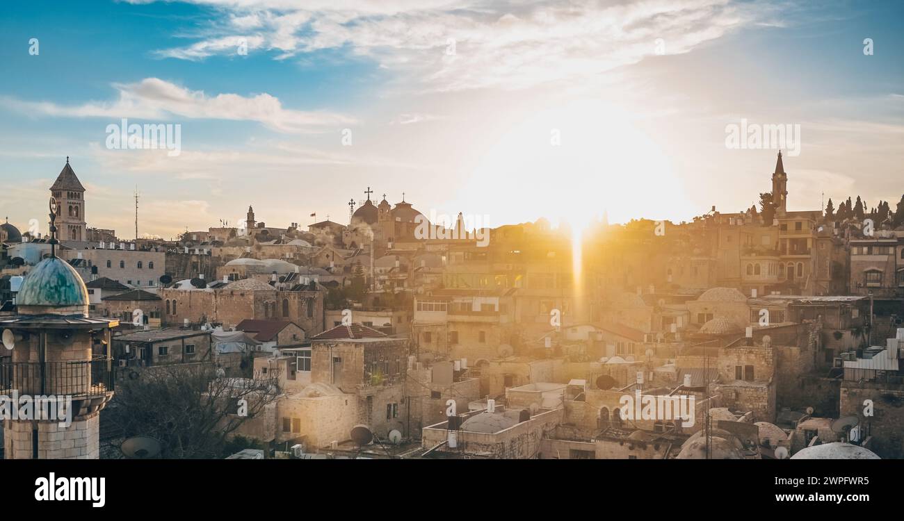 Jerusalem, Capital of Israel. Beautiful panoramic view of the Old City ...