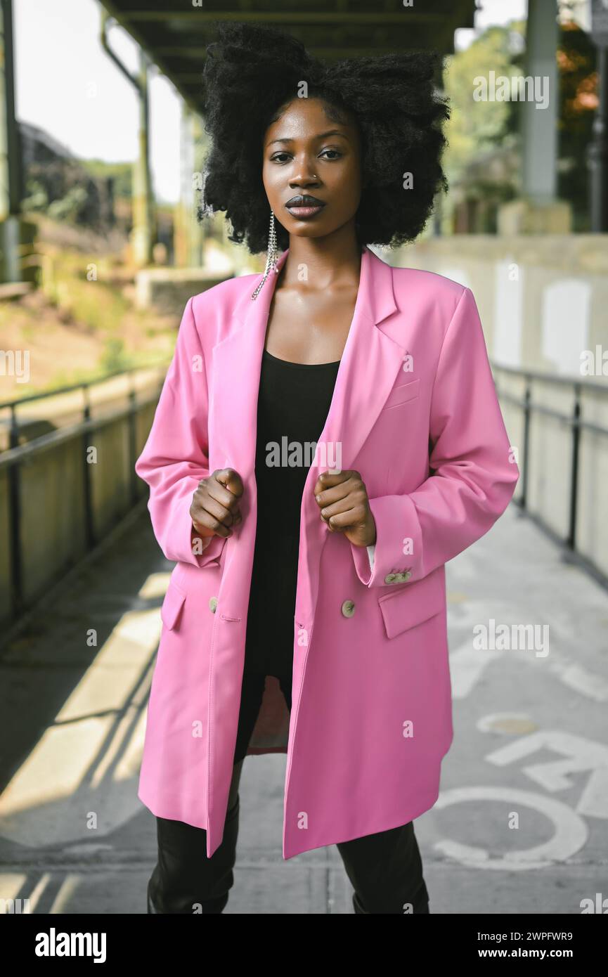 Fashion outdoor street style portrait of Beautiful young African ...
