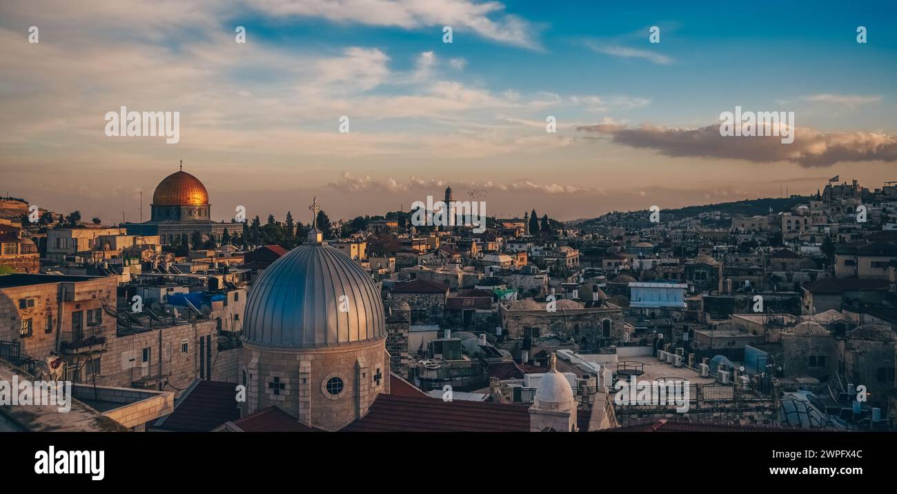 Jerusalem, Capital of Israel. Beautiful panoramic view of the Old City ...