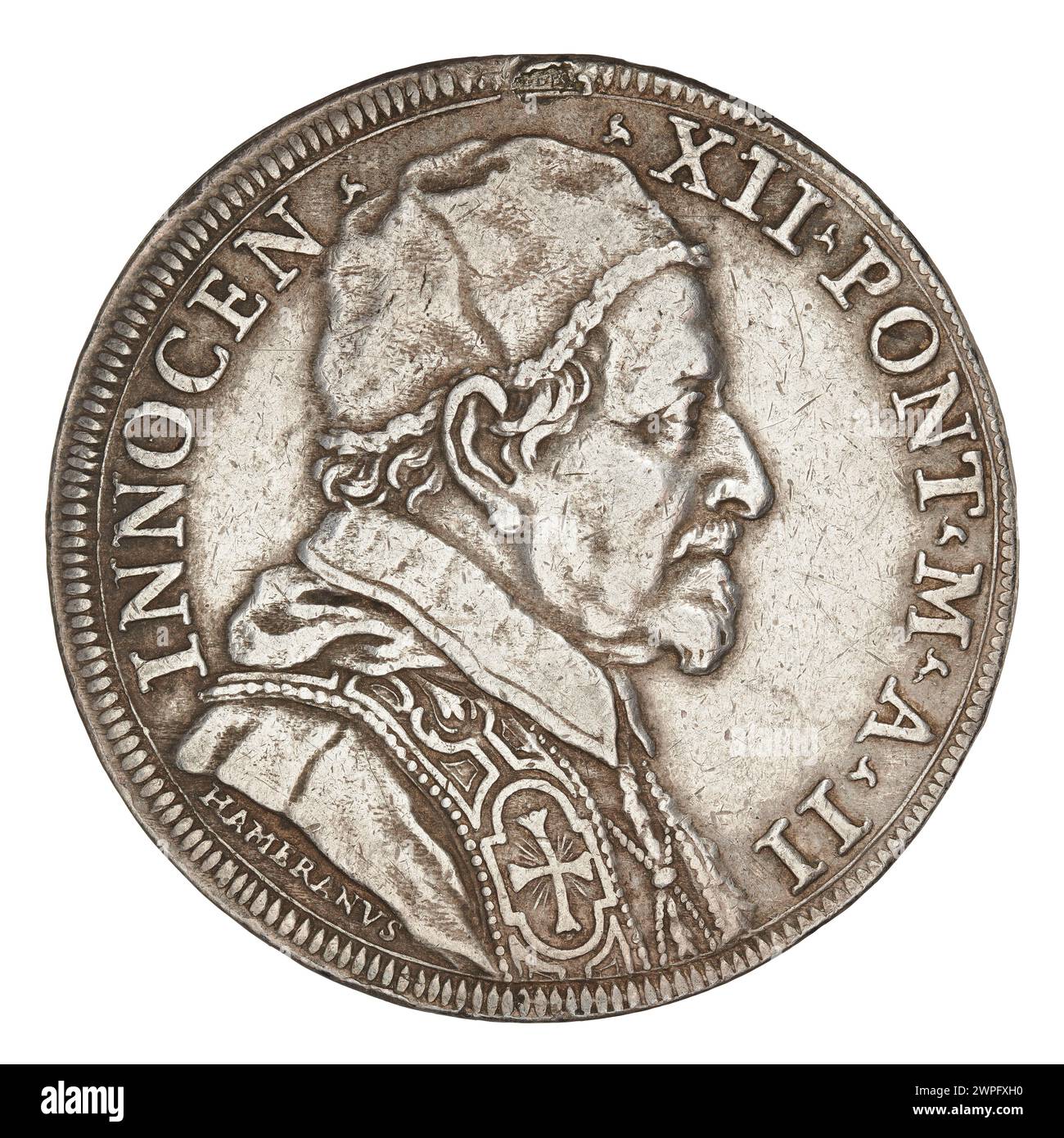 This scudo coin was issued in 1693 during the papacy of Innocent XII ...