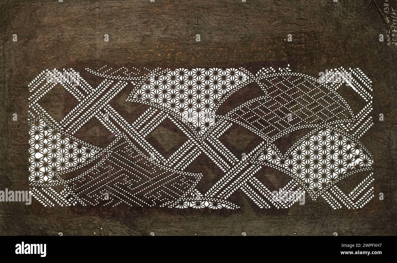 Dying template katagami; Dese from various geometric motives; 19th/20th ...