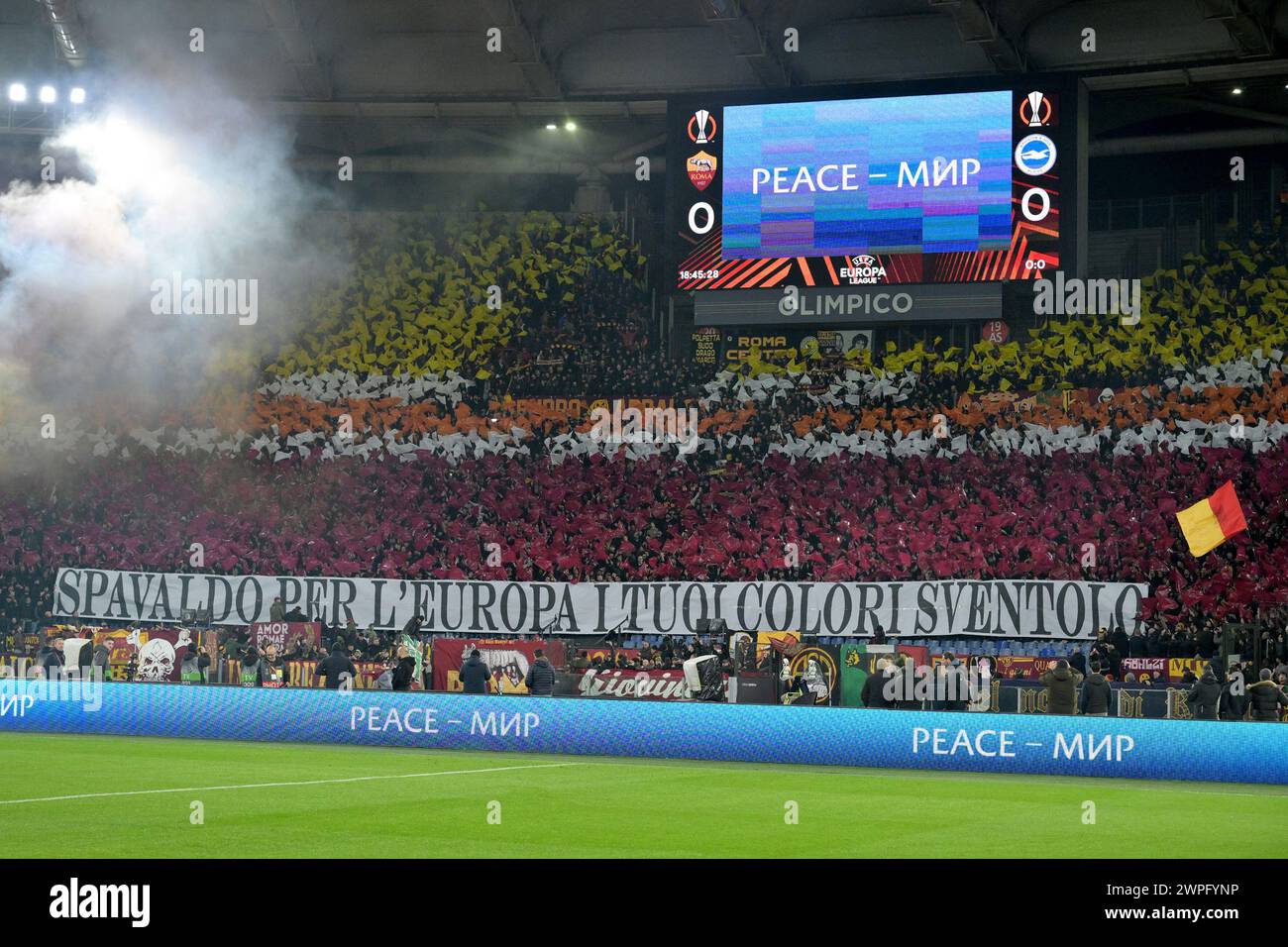 Roma, Italia. 07th Mar, 2024. Roma supporters during the UEFA Europe ...