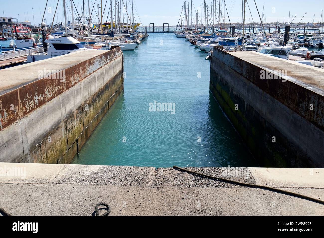 dry dock in Corralejo harbour for yacht lifting, fuerteventura, Canary ...