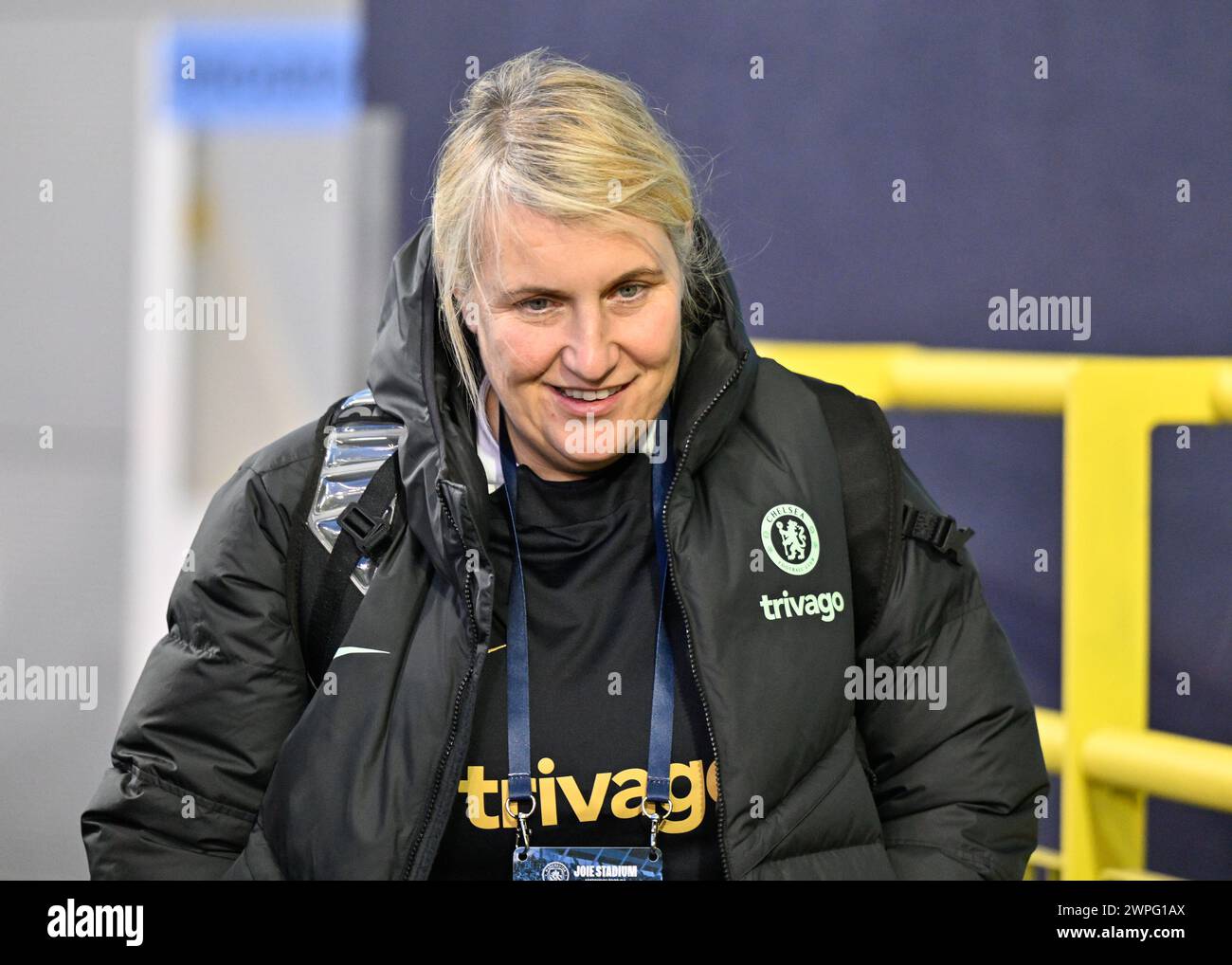 Emma Hayes manager of Chelsea Women arrives ahead of the match, during ...