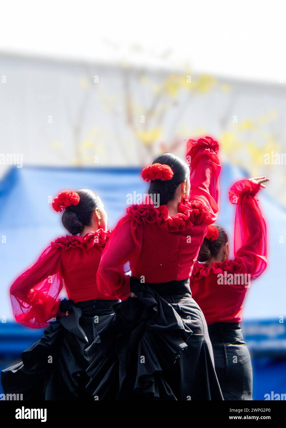 Young girls dancing dressed in flamenco costume Stock Photo - Alamy
