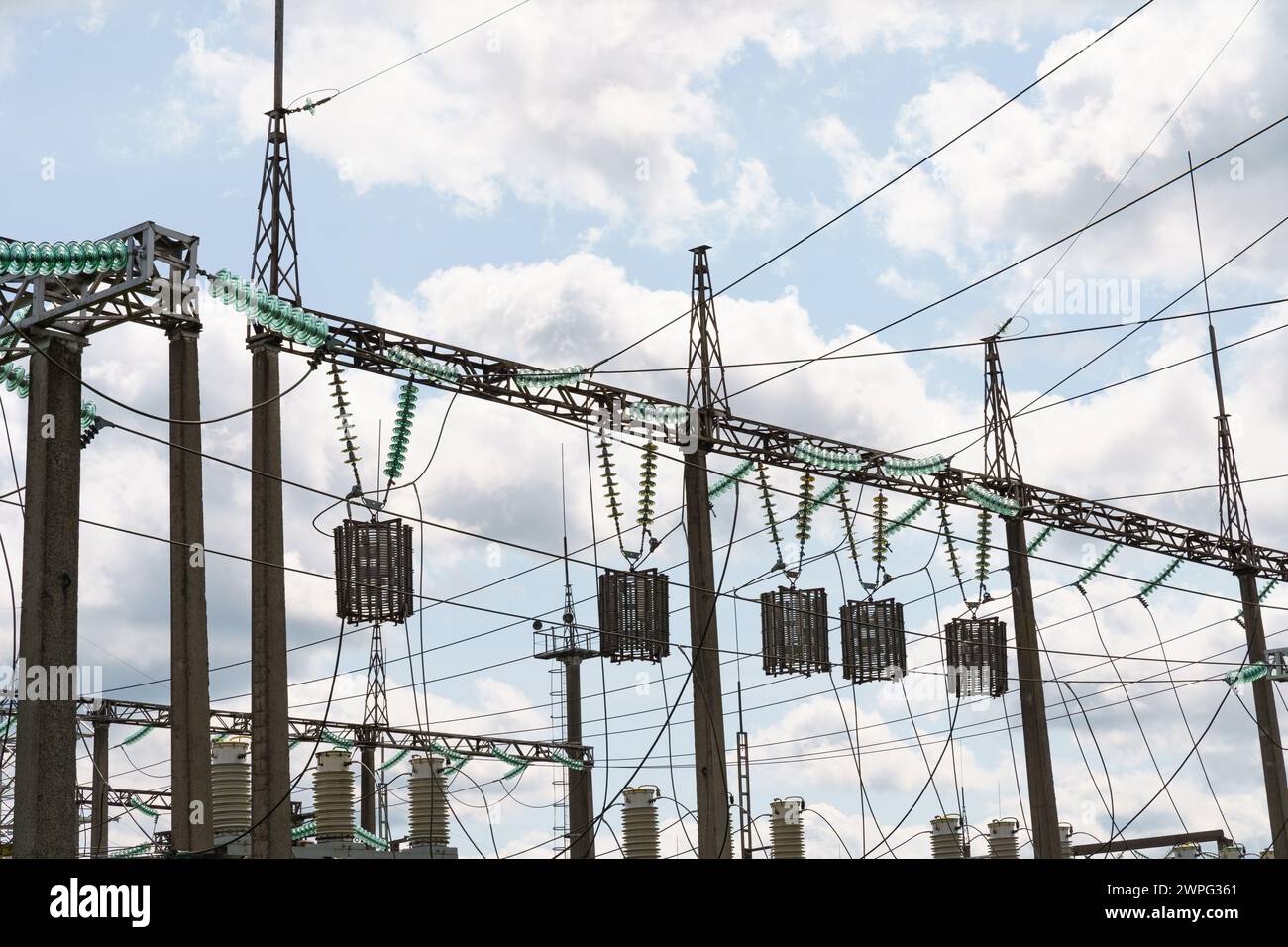 Electrical substation against the background of clouds Stock Photo - Alamy