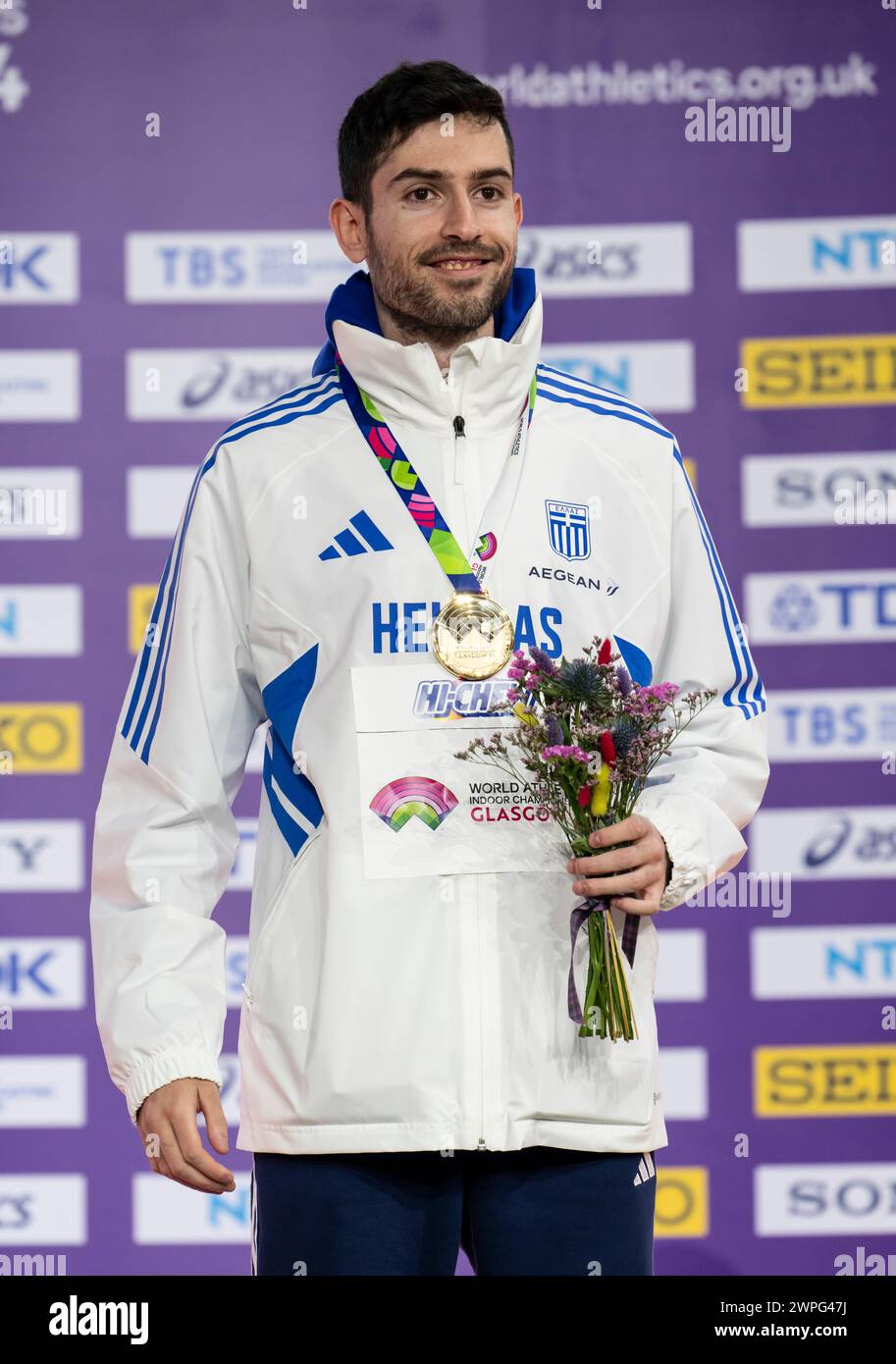 Miltiadis Tentoglou of Greece gold medal ceremony in the men’s long ...