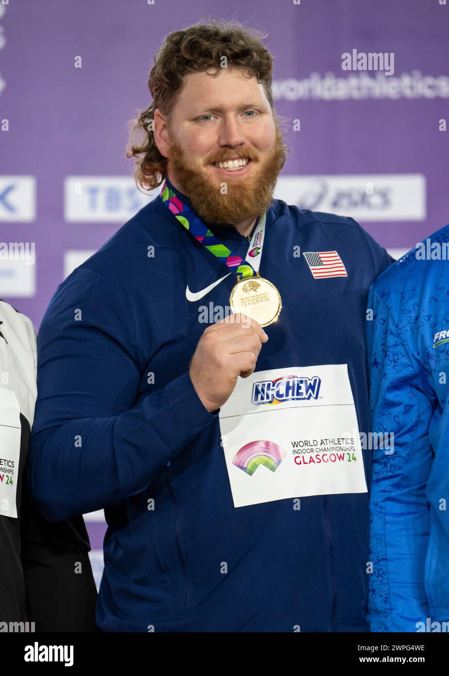 Ryan Crouser of the USA (Gold) medal ceremony in the men’s shot put at ...