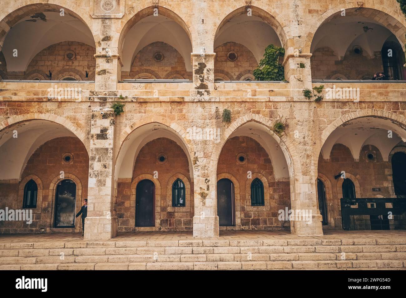 Cozy narrow small Street in the Old City of Jerusalem, Israel. Typical ...