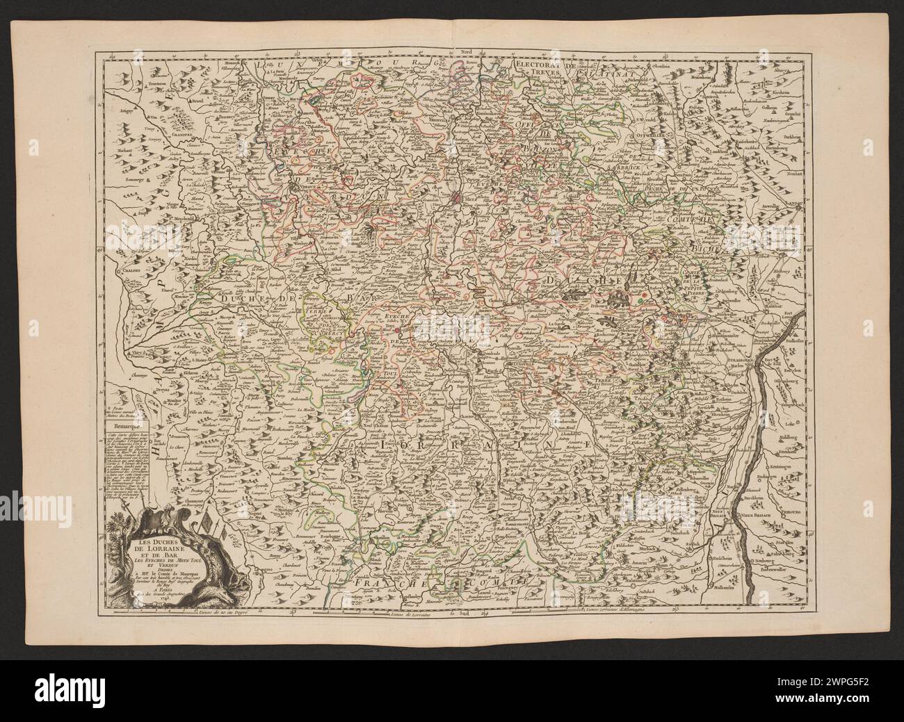 A 1763 map by Jean Beauin depicting the duchies of Lorraine and Bar and ...