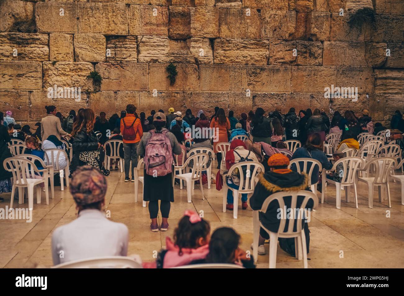 November 27, 2022 - Jerusalem, Israel. Tourist crowd and Jewish gather ...