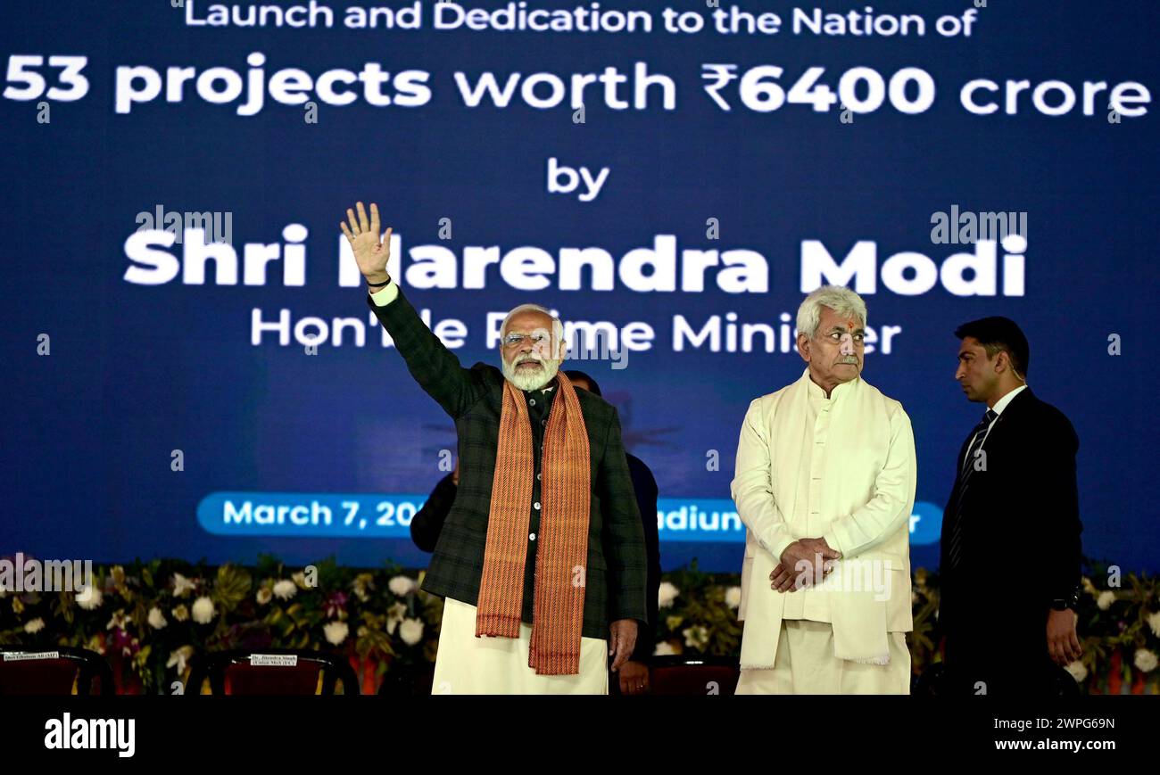 SRINAGAR, INDIA - MARCH 7: Prime Minister Narendra Modi along with ...