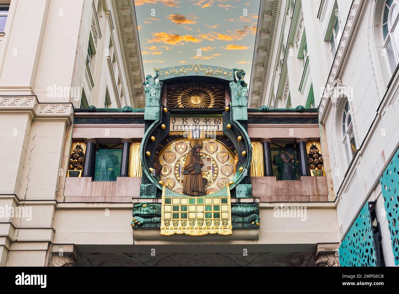 Vienna, Austria large Art Nouveau Anker Clock - Ankeruhr - historic ...