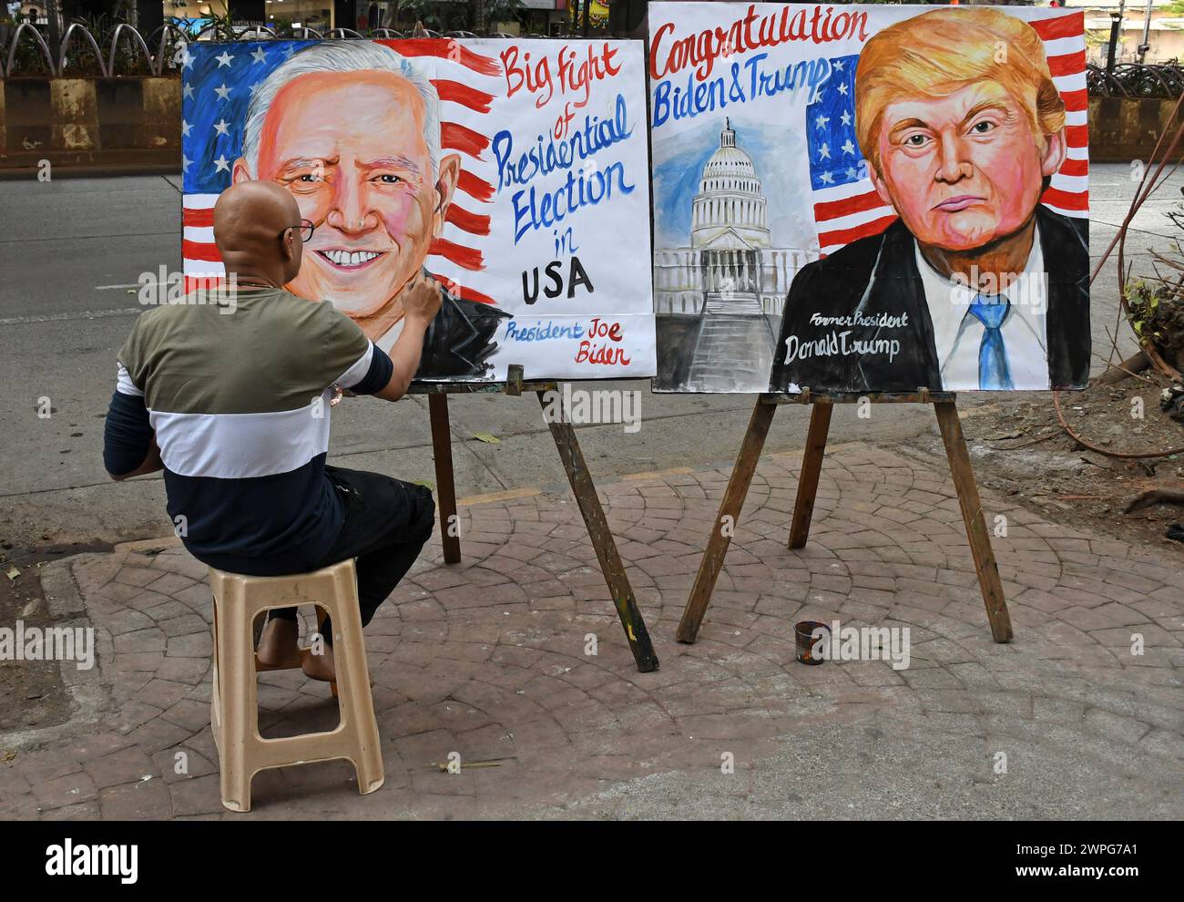 A teacher from Gurukul school of art paints USA presidential election ...