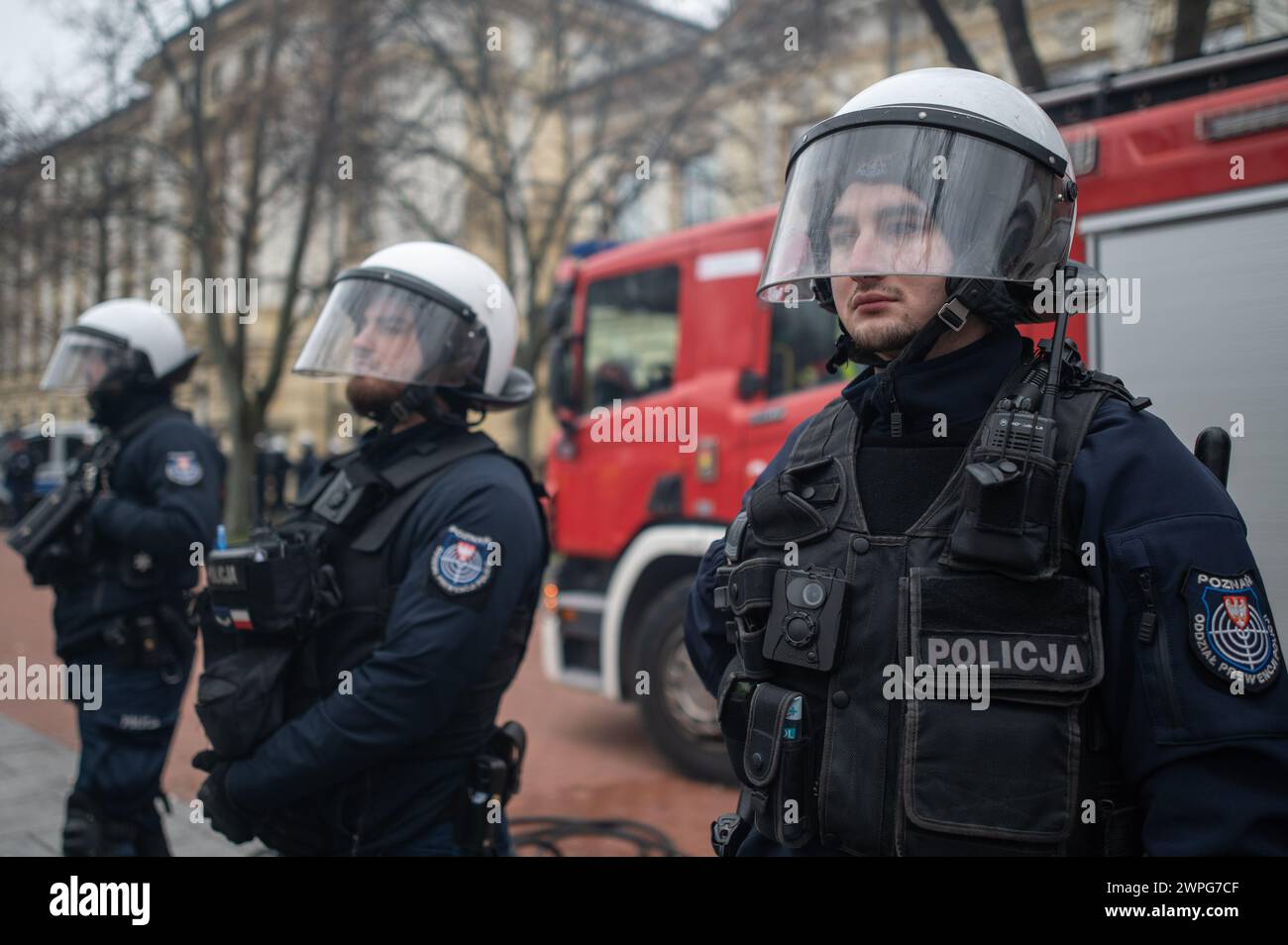 Police monitor protesters during the demonstration. Farmers gathered in ...