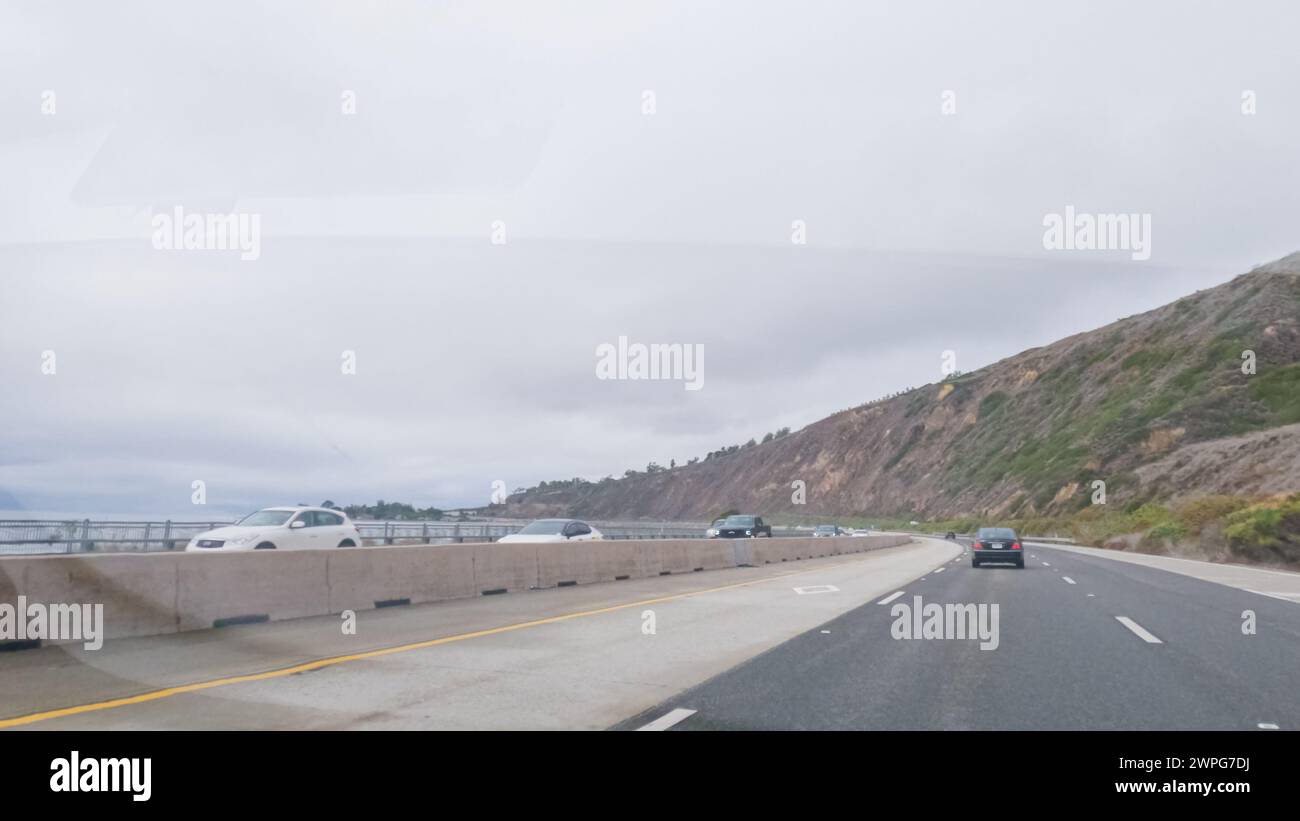 Gloomy Winter Drive by Rincon Beach, Highway 101 Stock Photo - Alamy