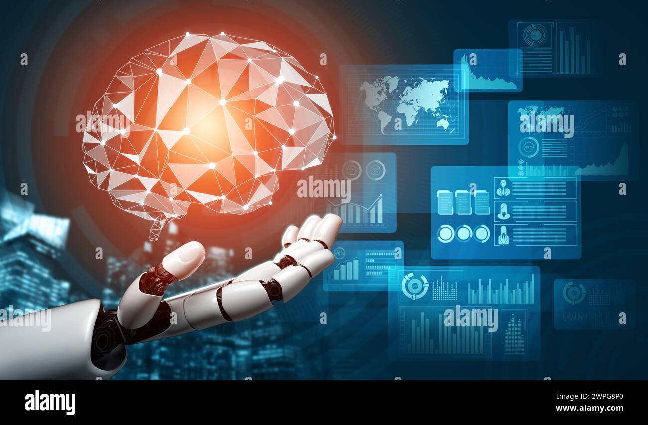 XAI 3D Rendering futuristic robot technology development, artificial intelligence AI, and ...