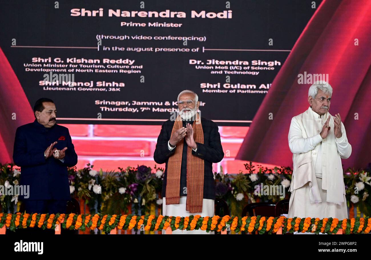 SRINAGAR, INDIA - MARCH 7: Prime Minister Narendra Modi along with ...