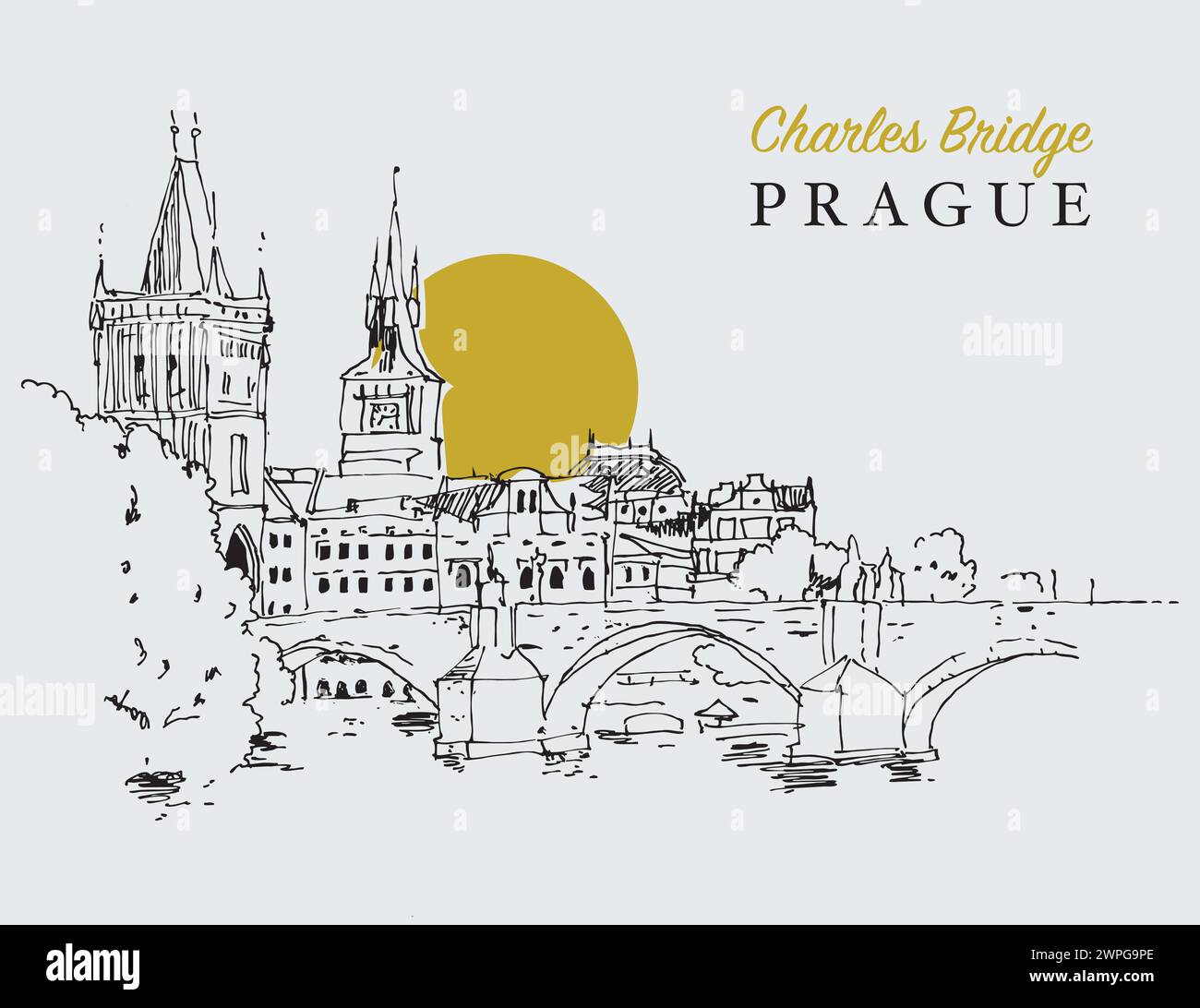 Old town bridge view Stock Vector Images - Alamy